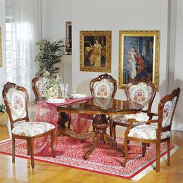 Pharao24.de Design Essgruppe im Barock Look ovalem Tisch (sechsteilig)