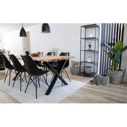 Pharao24.de Esszimmergarnitur im Loft Design 2 Meter Eichenholztisch (siebenteilig)
