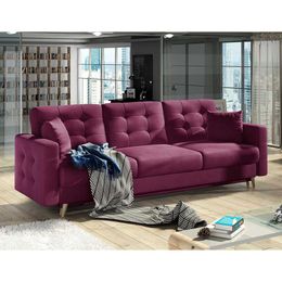 Pharao24.de Sofa Dreisitzer Sofa in Bordeaux aus Samt