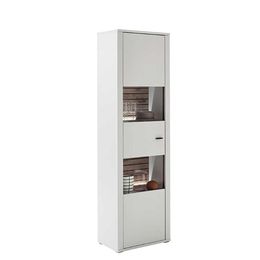Pharao24.de Vitrine weiss modern 206 cm hoch - 61 cm breit einer Glastür