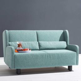 Pharao24.de Schlafcouch in Petrol Webstoff modern