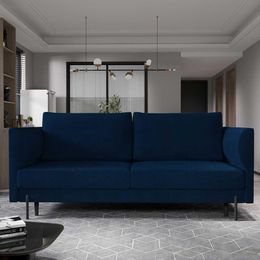 Pharao24.de Sofa Dreisitzer Sofa aus Samt in Dunkelblau