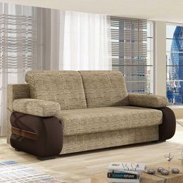Pharao24.de Schlafsofa Zweisitzer Schlafsofa aus Kunstleder und Webstoff