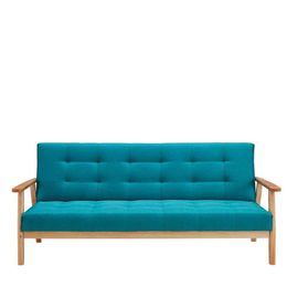 Pharao24.de Retro Sofa in Petrol Webstoff Rücken-Klappmechanik