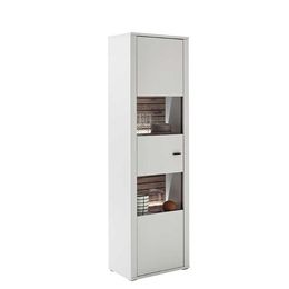 Pharao24.de Vitrine weiss modern 206 cm hoch - 61 cm breit einer Glastür