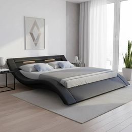 Pharao24.de Designbett in Schwarz Kunstleder LED Beleuchtung
