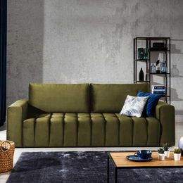 Pharao24.de Sofa Dreisitzer Sofa aus Velours mit Armlehnen