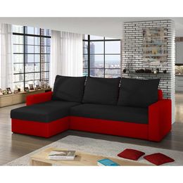 Pharao24.de Bettsofa Ecksofa in Schwarz und Rot