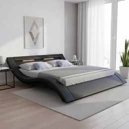 Pharao24.de Designbett in Schwarz Kunstleder LED Beleuchtung