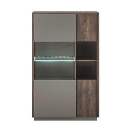 Pharao24.de Highboard in Grau Eiche dunkel