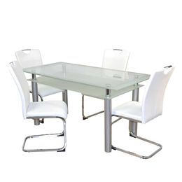 Pharao24.de Modernes Esszimmermöbelset mit vier Sitzplätzen Tisch 140x80 cm (fünfteilig)