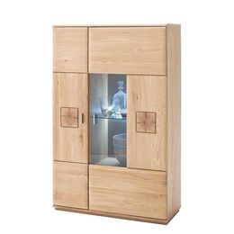 Pharao24.de Wohnzimmer Highboard aus Eiche Glaseinsatz
