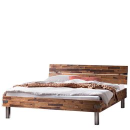 Pharao24.de Doppelbett aus Akazie Massivholz und Eisen Antik Finish