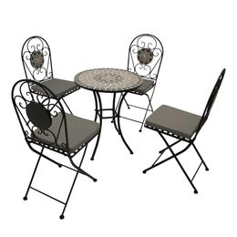 Pharao24.de Balkon Bistro Set 3-teilig im Retrostil mit Keramik Mosaik