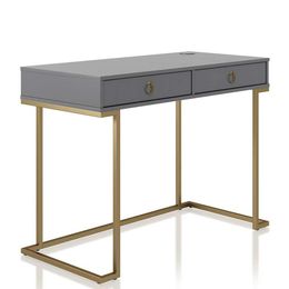Pharao24.de PC Tisch in modernem Design Grau und Goldfarben