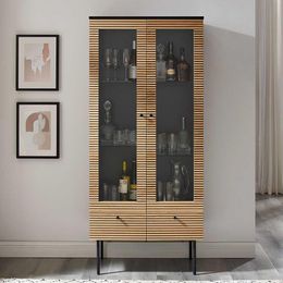 Pharao24.de Esszimmervitrinenschrank im Skandi Design 179 cm hoch - 79 cm breit