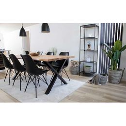 Pharao24.de Esszimmergarnitur im Loft Design 2 Meter Eichenholztisch (siebenteilig)