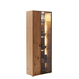Pharao24.de Highboard Standvitrine in Wildeichefarben mit Parsolglas