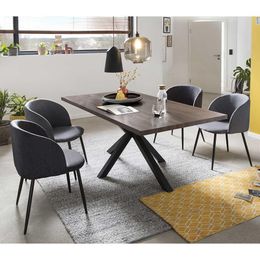 Pharao24.de Essgruppe in Nussbaumfarben und Grau Loft Design (f&uuml;nfteilig)