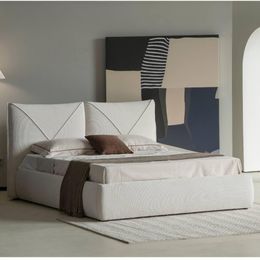Pharao24.de Doppelbett Stoffbett im Skandi Design aus Boucle Stoff