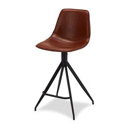 Pharao24.de K&uuml;chenbarhocker in Cognac Braun Kunstleder 70 cm Sitzh&ouml;he (2er Set)