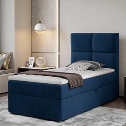 Pharao24.de Einzelbett Boxbett in Dunkelblau Liegefl&auml;che 90x200 cm