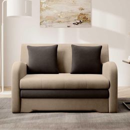 Pharao24.de Schlafsofa Zweisitzer Sofa in Beige und Dunkelbraun