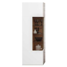 Pharao24.de Esszimmervitrinenschrank modern in Weiß und Wildeichefarben 201 cm hoch
