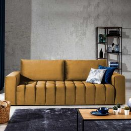 Pharao24.de Sofa Dreisitzer Sofa in Senfgelb aus Samt