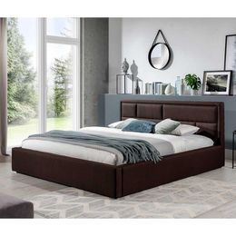 Pharao24.de Doppelbett Stoffbett in Braun 223 cm tief