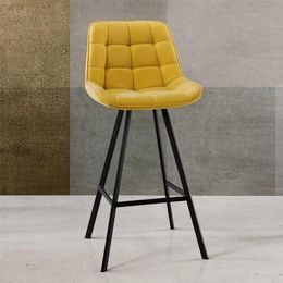 Pharao24.de Designbarhocker in Gelb und Schwarz Vierfu&szlig;gestell aus Metall (2er Set)