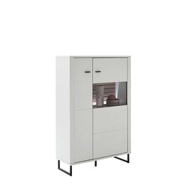 Pharao24.de Weißes Highboard modern 100 cm breit Bügelgestell aus Metall