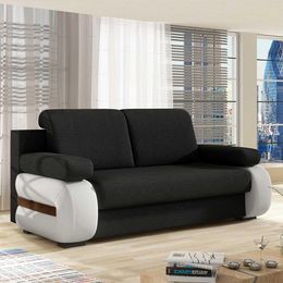 Pharao24.de Schlafsofa Couch 202 cm breit aus Webstoff und Kunstleder