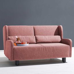 Pharao24.de Klappcouch in Rosa Webstoff Made in Germany