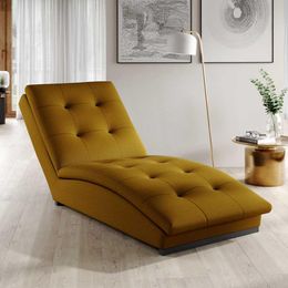 Pharao24.de Relaxliege Loungeliege in Gelb mit Punktsteppungen