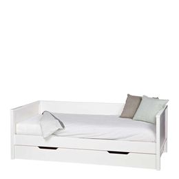 Pharao24.de Wei&szlig;es Kastenbett im Skandi Design Kiefer Massivholz