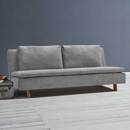 Pharao24.de Ausklappbares Sofa grau aus Microvelour modernem Design