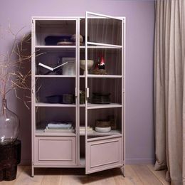 Pharao24.de Vitrinenschrank Schrank Vitrine in Rosa 2 t&uuml;rig