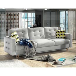 Pharao24.de Schlafsofa Sofa Bett in Hellgrau 235 cm breit