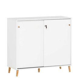 Pharao24.de Schiebet&uuml;ren Aktenschrank in Wei&szlig; und Eichefarben Made in Germany