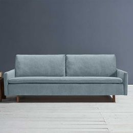 Pharao24.de 2er Schlafsofa hellblau in modernem Design Microvelour
