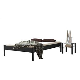 Pharao24.de Singlebett in Schwarz Eisen mit Nachttisch (zweiteilig)