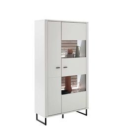 Pharao24.de Kombi-Vitrine weiß modern 100 cm breit Bügelgestell aus Metall