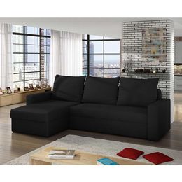 Pharao24.de Sofa Schlafsofa aus Velours in Schwarz