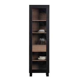 Pharao24.de Moderne Esszimmer Vitrine schmal in Schwarz Walnussfarben