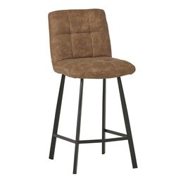 Pharao24.de Barstuhl Set modern aus Microfaser & Metall 67 cm Sitzh&ouml;he (2er Set)