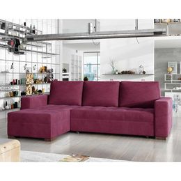 Pharao24.de Ecksofa Sofa in Bordeaux mit Schlaffunktion