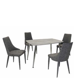 Pharao24.de Esszimmer Sitzgruppe in Beton Grau und Dunkelgrau modern (f&uuml;nfteilig)