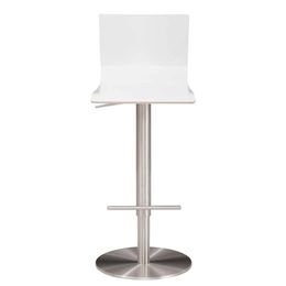 Pharao24.de Designbarhocker mit Schalensitz Tellerfuß Gestell in Chrom gebürstet