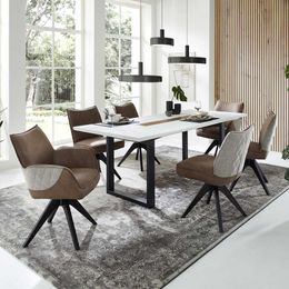 Pharao24.de Tischgruppe mit drehbaren St&uuml;hlen in modernem Design 6 Personen (siebenteilig)